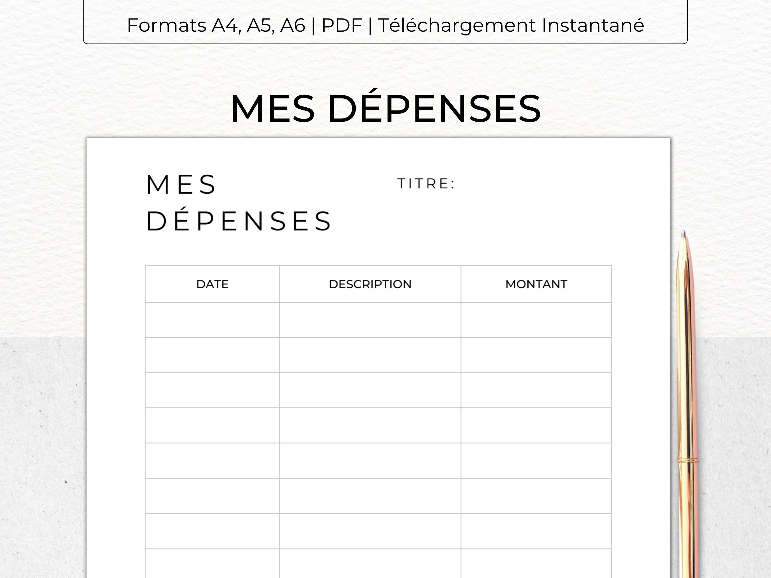 French EXPENSE TRACKER Sheet French Expense Tracker, to Print, French ...