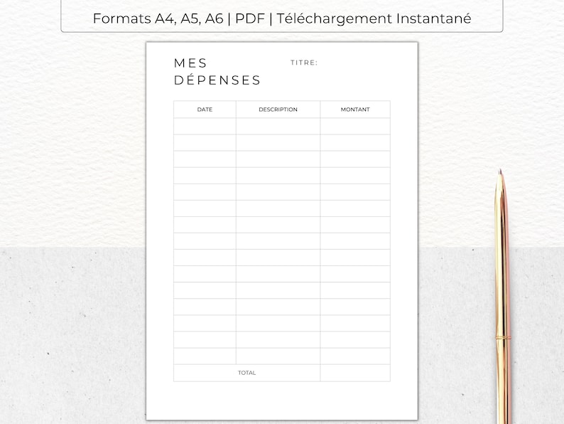 French EXPENSE TRACKER Sheet French Expense Tracker, to Print, French ...