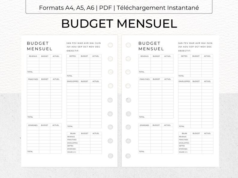 French MONTHLY BUDGET Sheet Minimalist Design Printable - Etsy