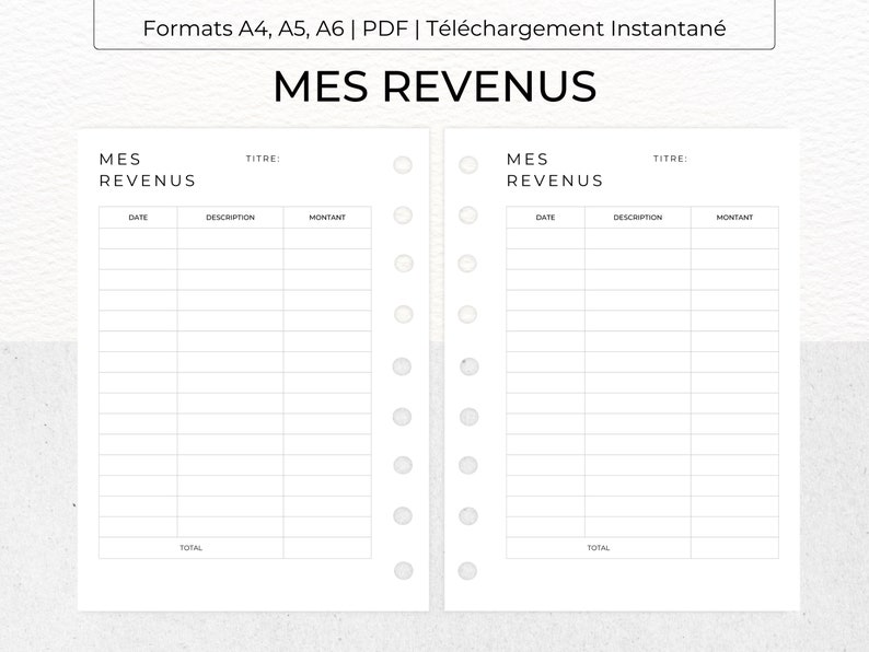 French Income Tracker Sheet French Income Tracker, to Print, French ...