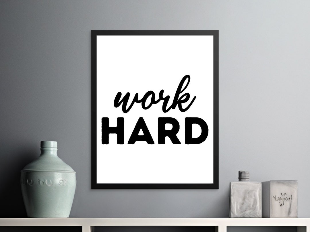 Inspirational Wall Art Canvas, Work Hard Motivational Office Quote ...