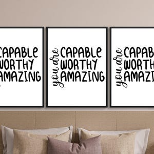 You Are Capable Worthy Amazing Wall Art, Inspirational Quote Poster ...