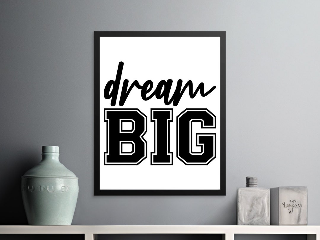 Dream Big Inspirational Quote Wall Art, Motivational Poster for Office ...