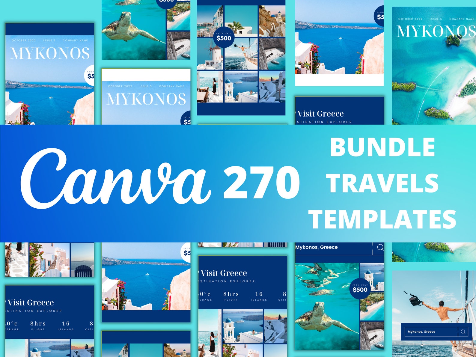 270 Travel Instagram Canva Templates, Travels Mockups (ready to Use ...