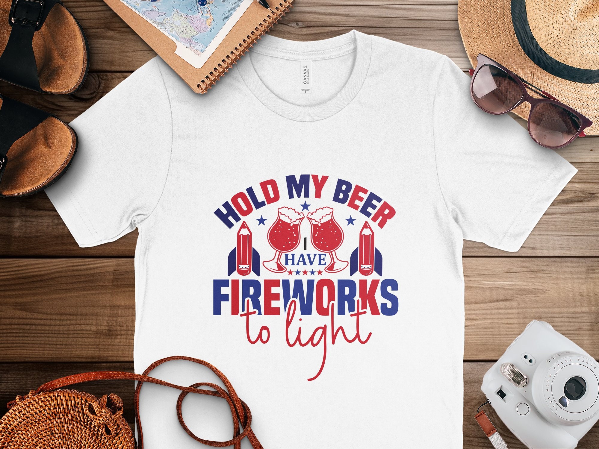 Patriotic Hold My Beer, I Have Fireworks to Light 4th of July T-shirt ...