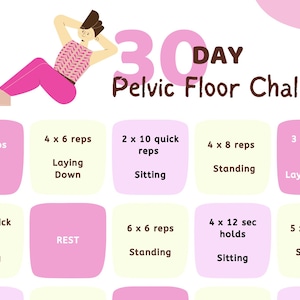30 Day Pelvic Floor Challenge for Incontinence | Instant Download | Exercise Guide | Printable ...