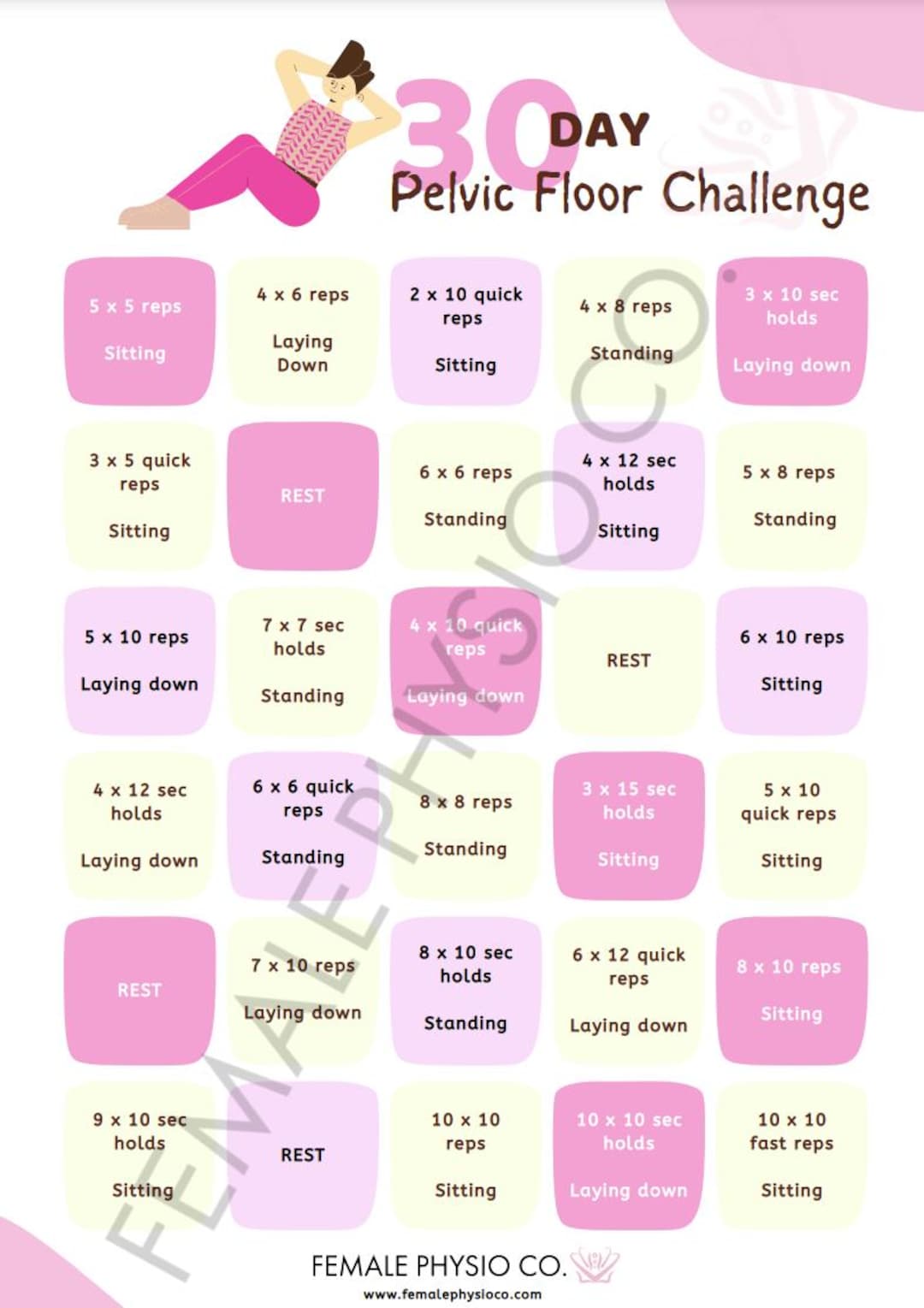 30 Day Pelvic Floor Challenge for Incontinence | Instant Download | Exercise Guide | Printable ...