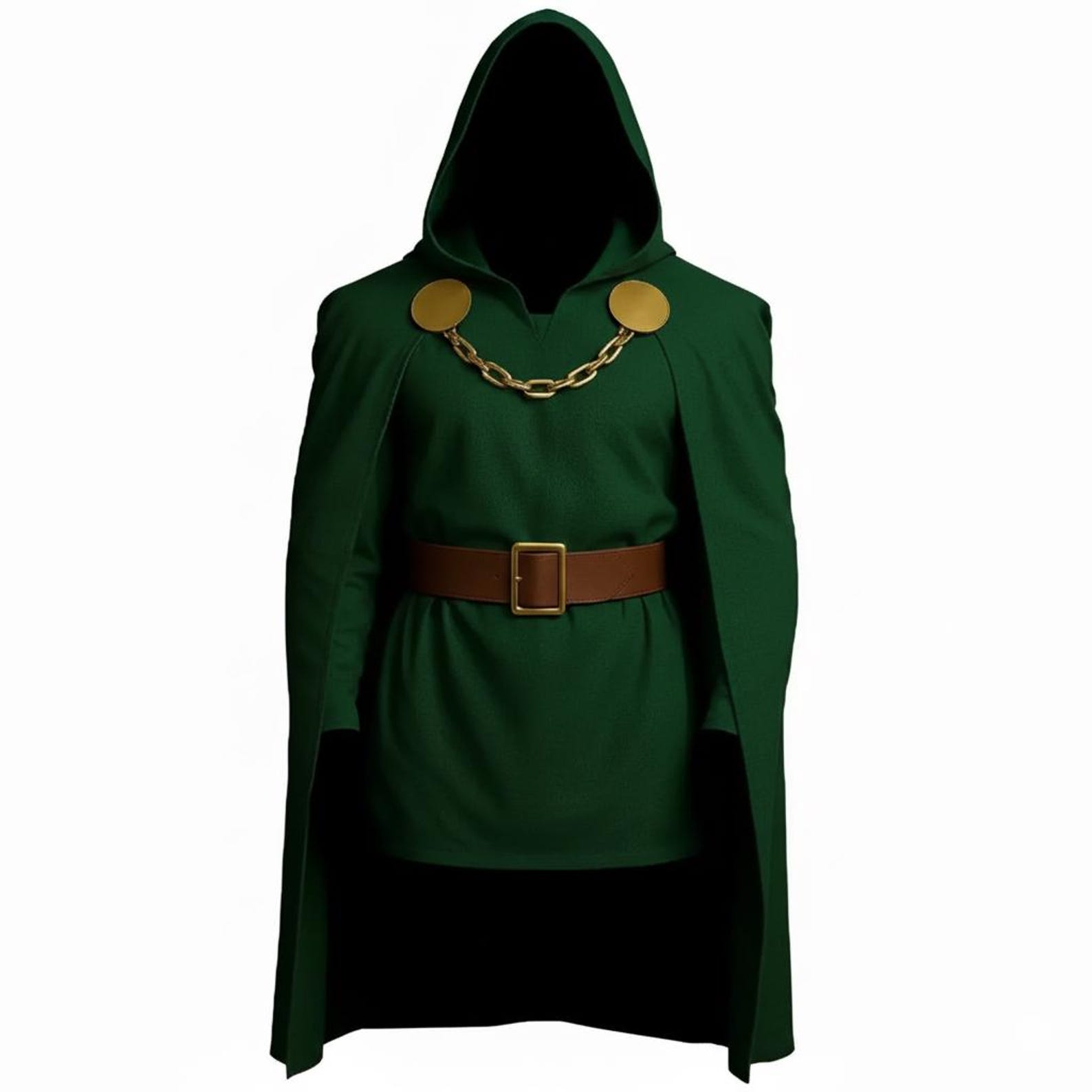 Villain Hooded Green Canvas Cloak: Doctor Doom Cosplay, LARP, Halloween ...