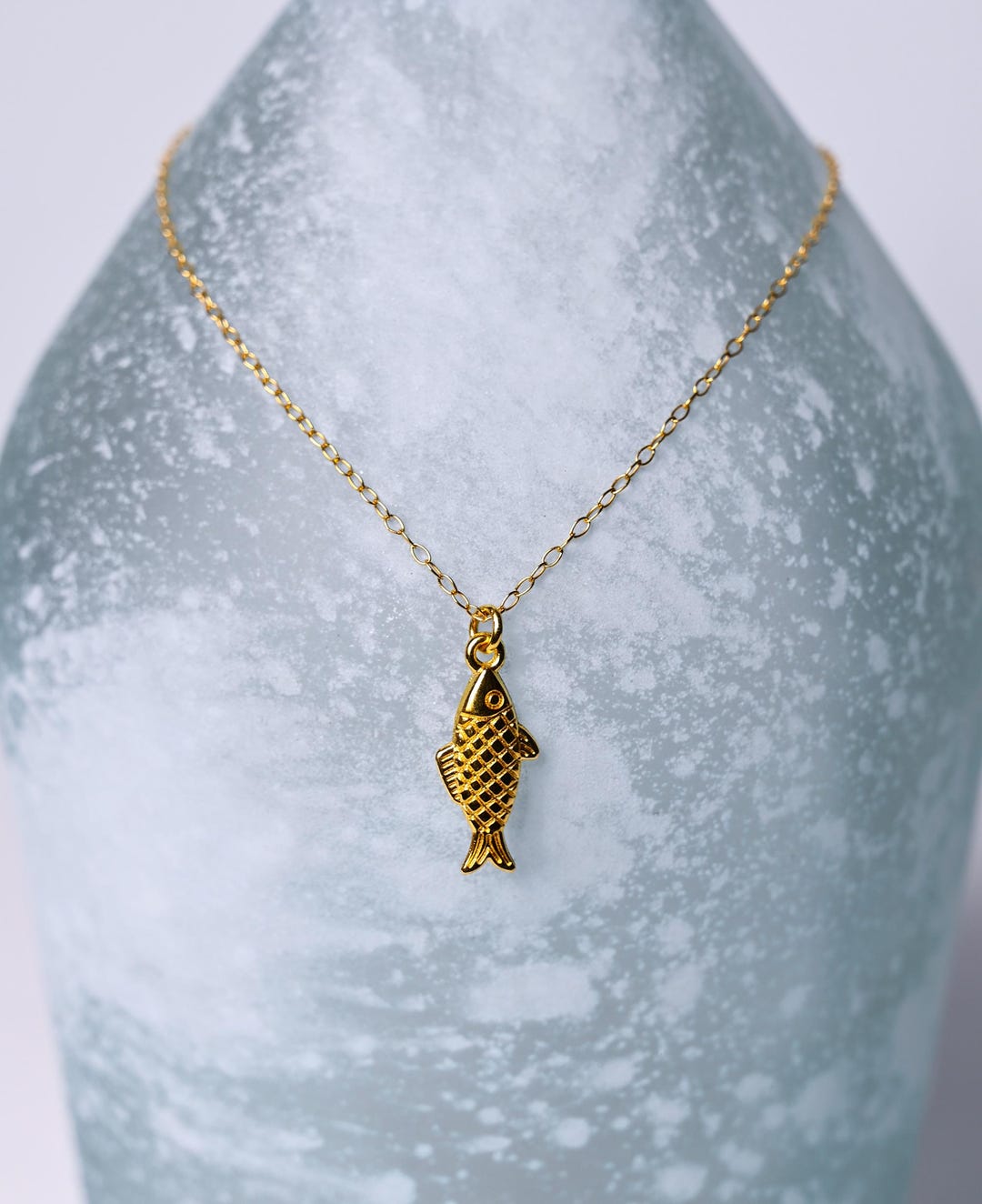 18k Gold Sardine Charm Necklace: Beach Layering Jewelry - Etsy