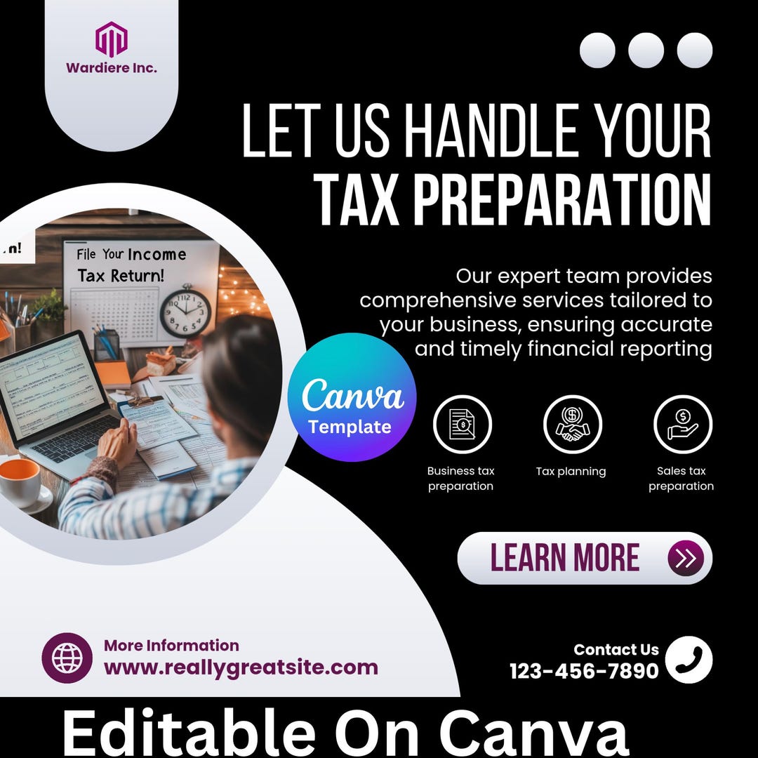 Tax Prep Flyer: Editable Business Promotion Template (canva) - Etsy