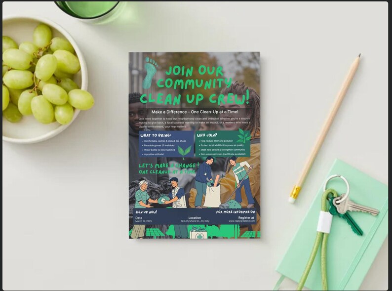 Community Cleanup Flyer: Editable Volunteer Event Canva Template - Etsy