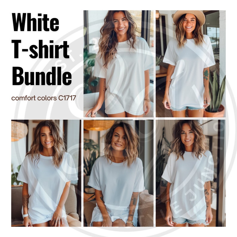 White Comfort Colors T-shirt Mockup Bundle (PNG Digital Download) - Etsy