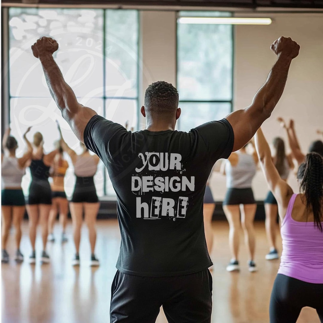 Gym Mockup Black Tshirt Mockup Male Model Mockup Backview Mockup Bella ...