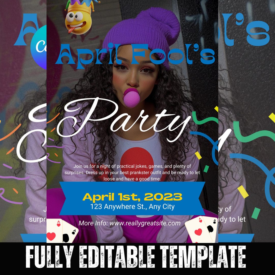 April Fool's Party Flyer | Editable Canva Template | Funny Party ...
