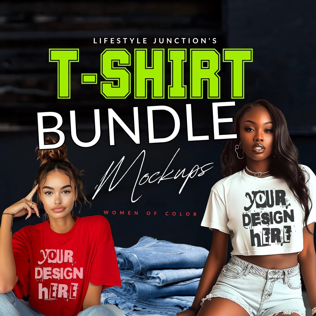 T-shirt Mockup Bundle: African American Women Models (digital Download ...