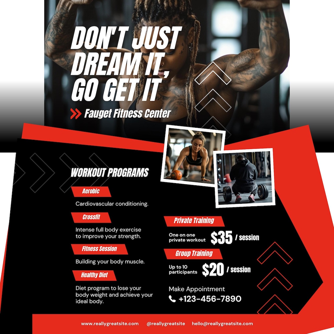 Fitness Workout Flyer, Personal Trainer Flyer, Strength Training Flyer ...