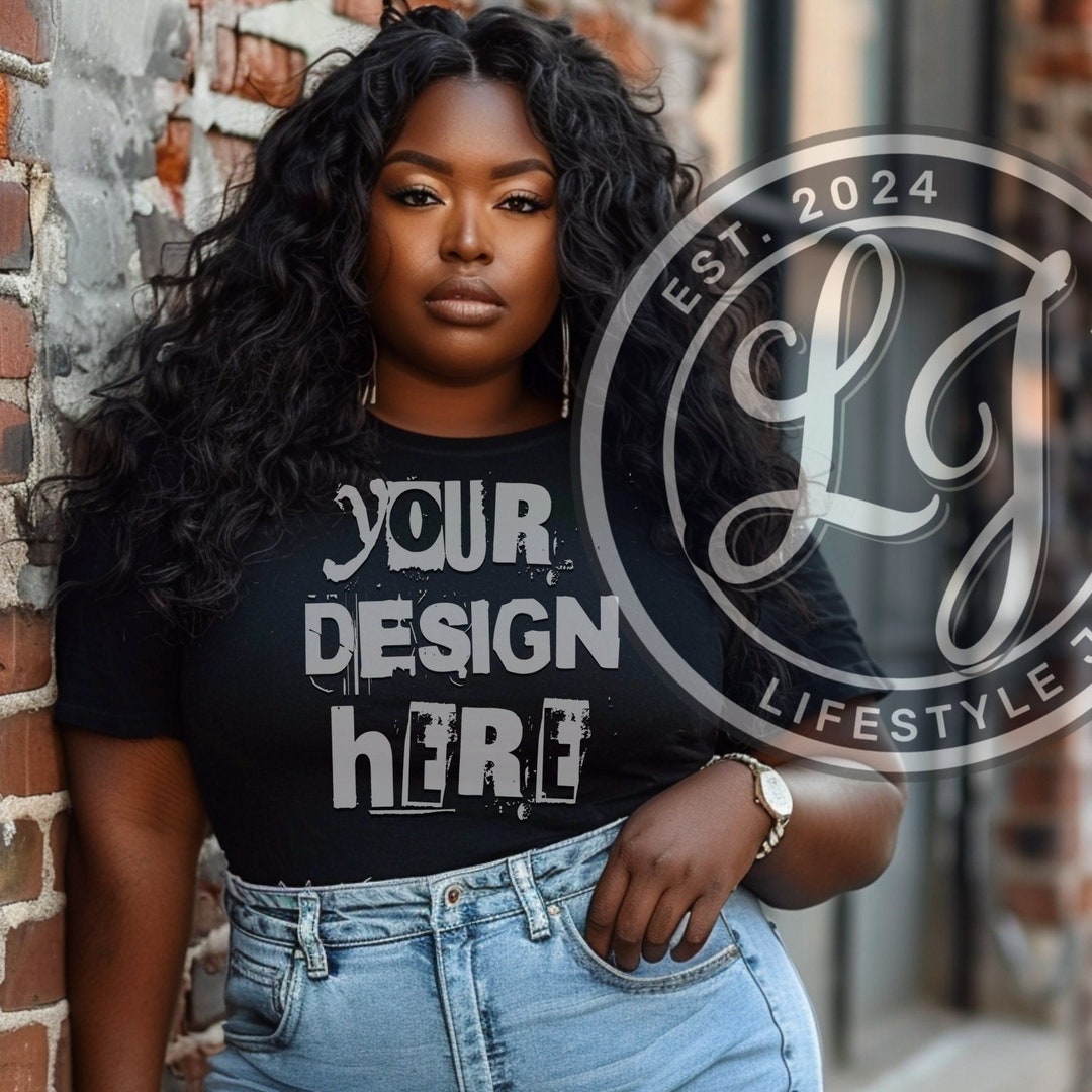 Black Model Mockup Black Bella Canvas 3001 Mockup Plus Size Mockup ...
