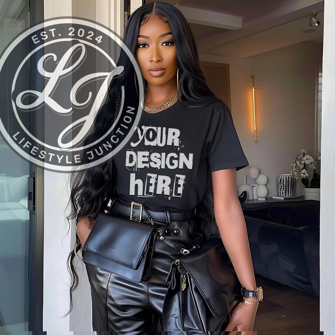 Black Model Mockup Black Bella Canvas 3001 Mockup Plus Size Mockup ...