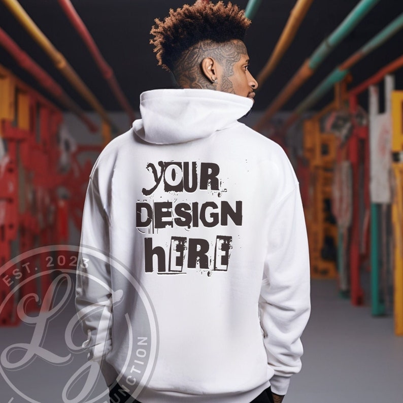 Back View Hoodie Mockup Printify Gildan 18500 White Bacview Mockup, Men ...