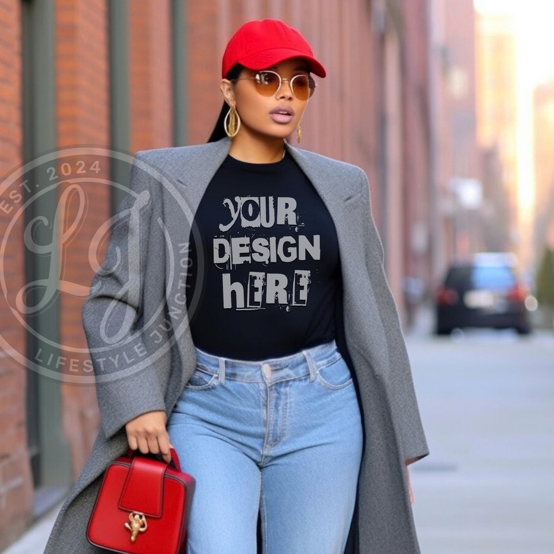 African American Black Tshirt Mockup Bella Canvas 3001 Black Tshirt ...