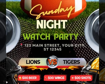 Editable Flyer Template, Game Night, Thursday Night, Sunday Football ...