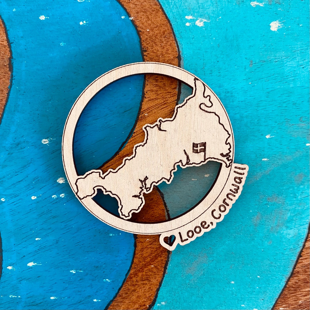Looe Cornwall Magnet: Laser Cut Map With Cornish Flag - Etsy