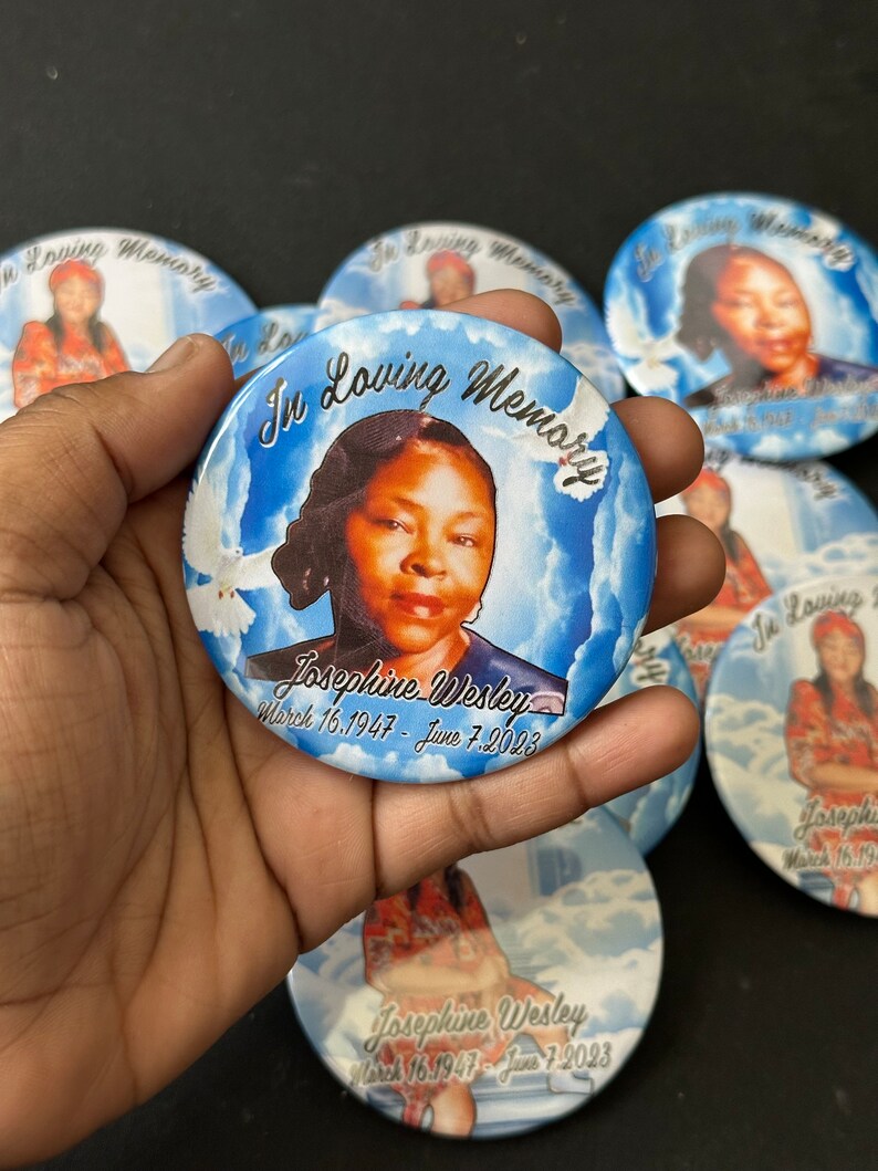 In Loving Memory of Rest in Peace 3 Inch Pin Back Buttons, Photo and ...