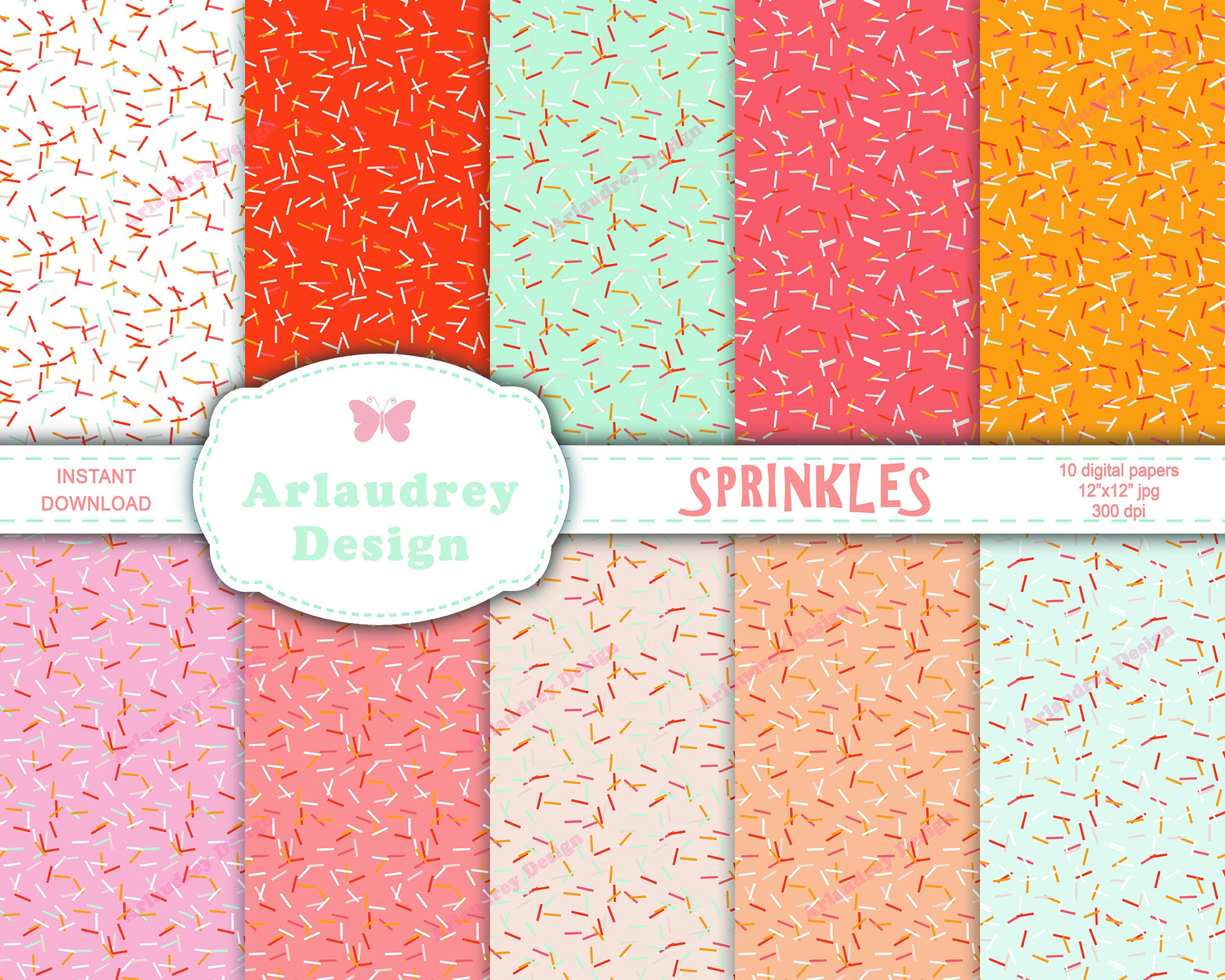 Sprinkle Digital Papers Reto Colour Sprinkles 10 Digital - Etsy