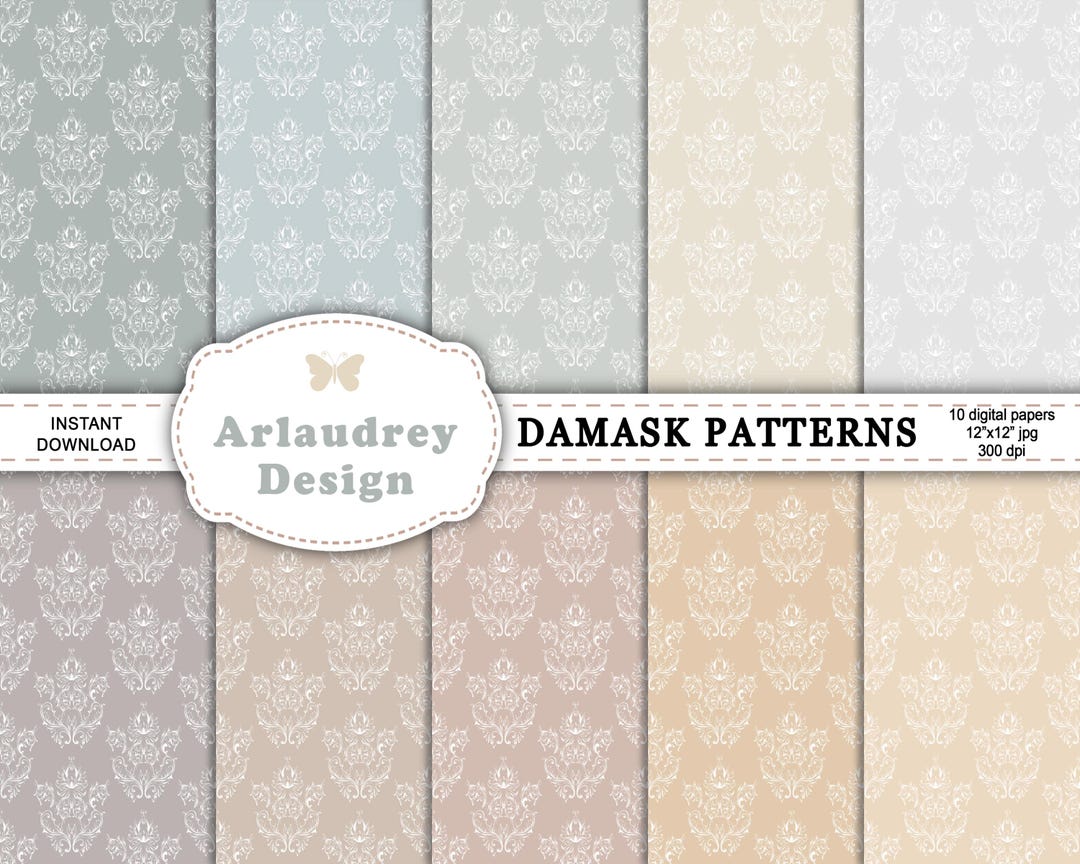 Damask Digital Paper, Damask Pattern, Damask Background, Damask ...