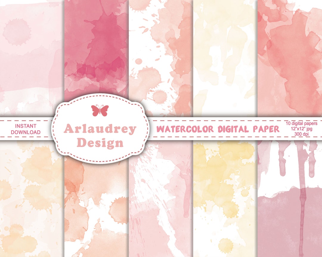 Watercolor Digital Paper, Watercolor Background, Brush Strokes, Ink ...