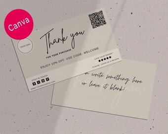 Editable Business Thank You Card Thanks for Your Purchase Card, Small Business Thank You Card ...