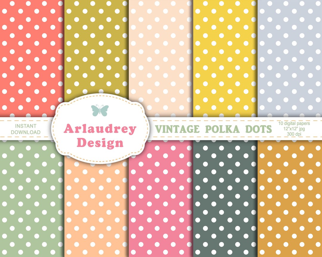 10 Polka Dot Digital Paper Rainbow Colors Big Polka Dots Dotted Bright ...