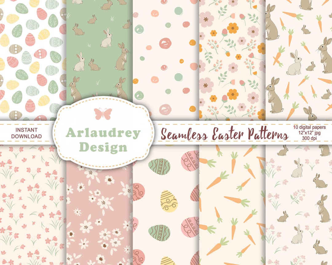 Seamless Easter Digital Paper, Easter Pattern, Spring Digital Paper ...