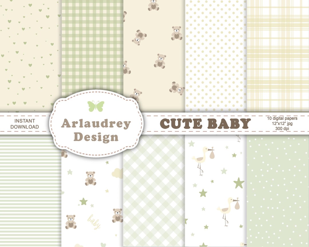 Baby Digital Papers, Cute Baby Seamless Pattern Set, Baby Papers, New ...