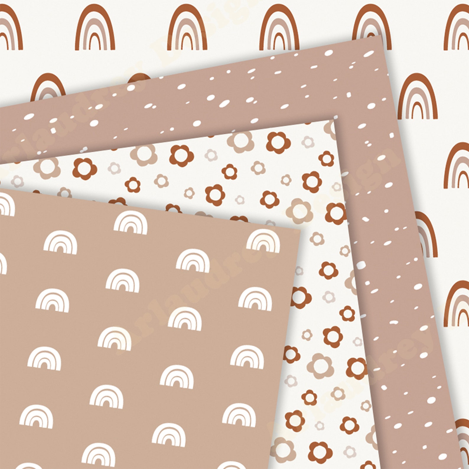 Boho Pattern Doodle Digital Paper Abstract Brown Boho File, Boho ...