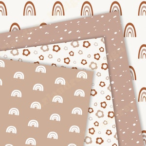 Boho Pattern Doodle Digital Paper Abstract Brown Boho File, Boho ...
