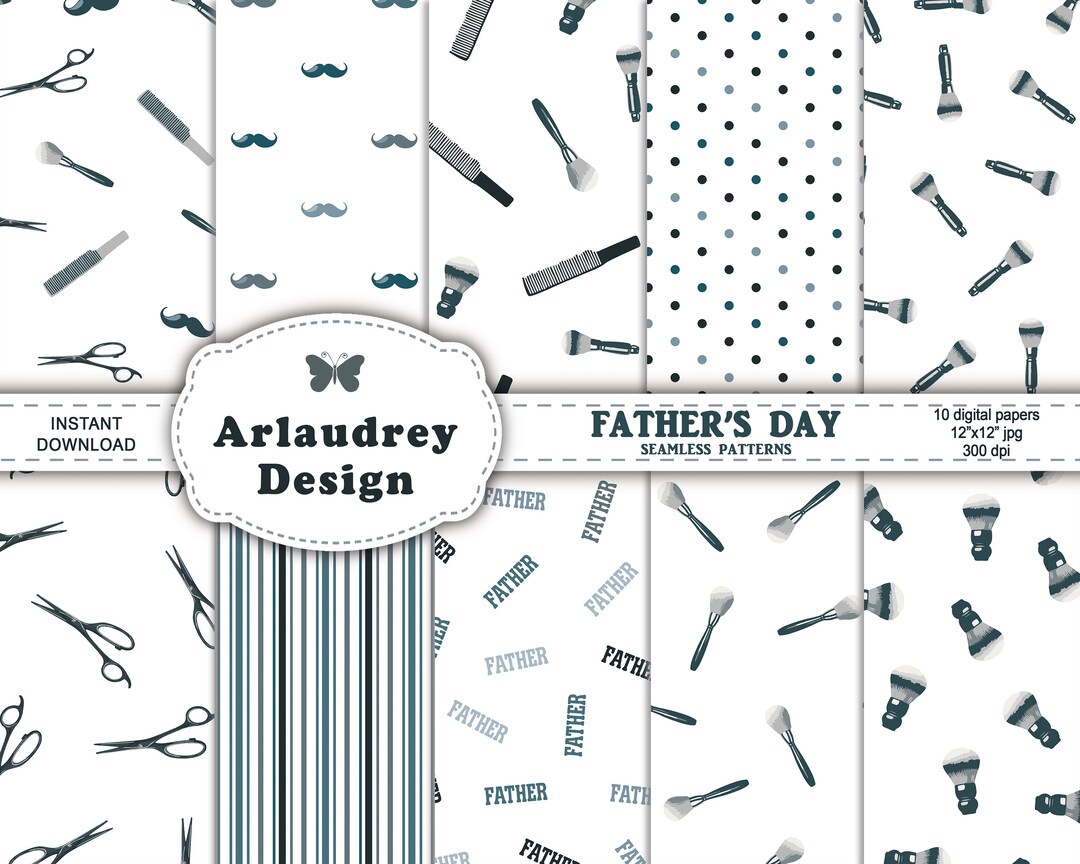 Father's Day Seamless Digital Paper, Father's Day Seamless Patterns ...