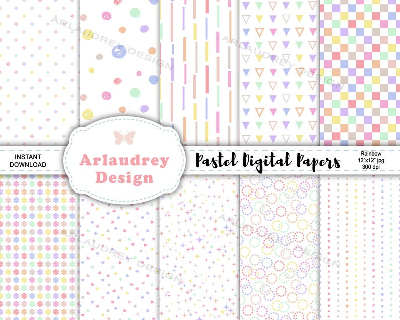 100 Seamless Pastel Digital Papers, Pastel Patterns, Scrapbook Paper ...