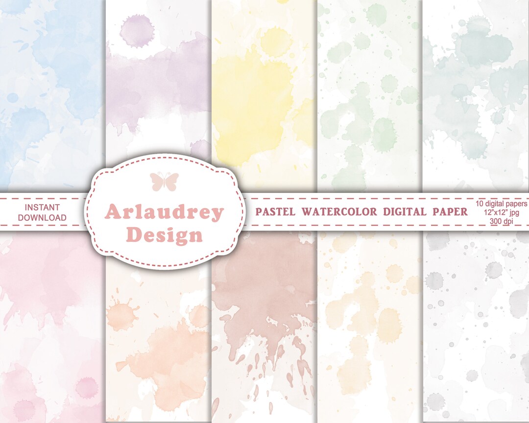 Pastel Watercolor Digital Paper, Pastel Rainbow Paper, Pastel ...
