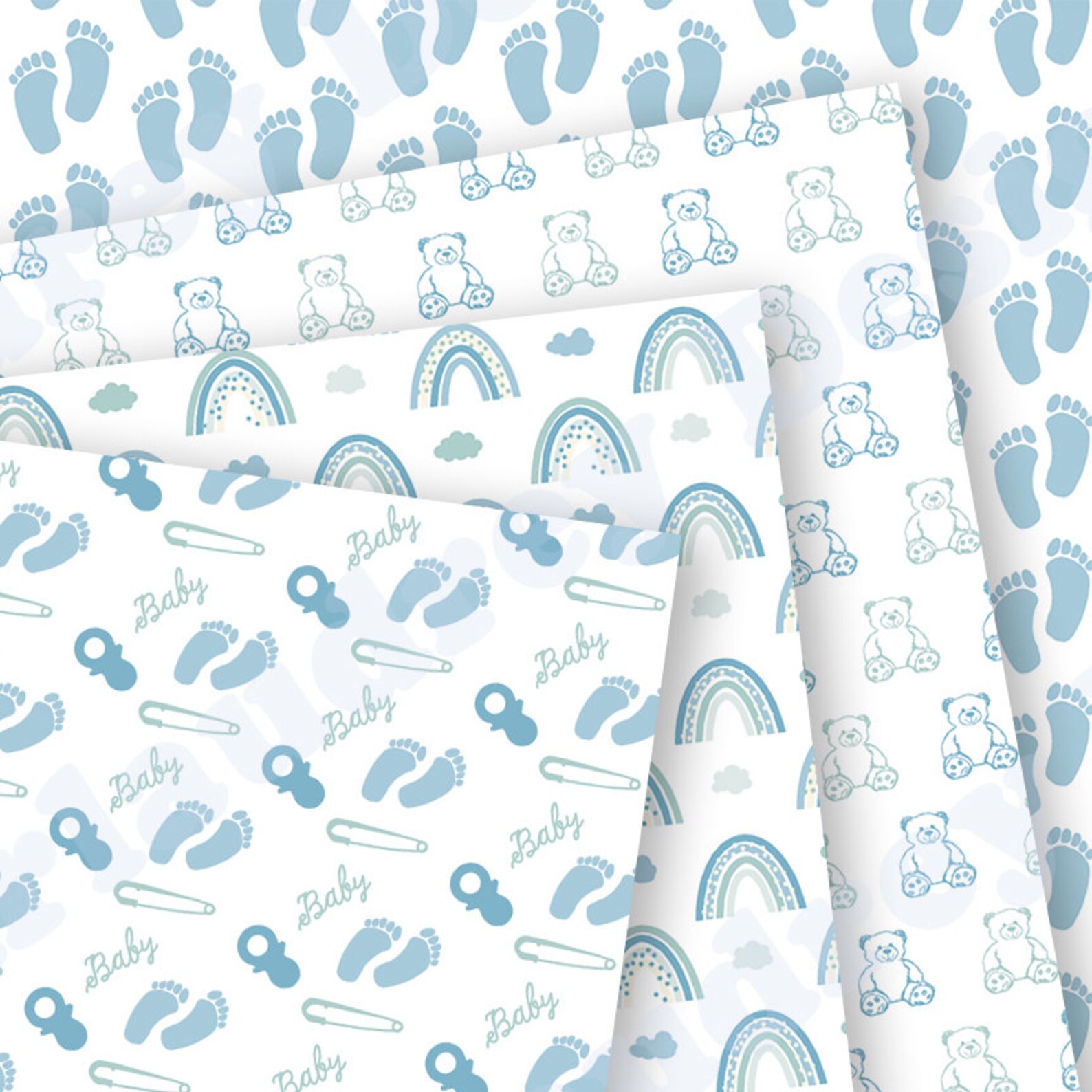 Baby Digital Paper, Baby Boy Printable Papers, New Baby Printable ...