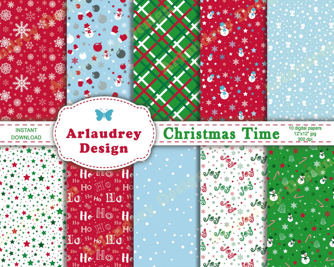 Christmas Digital Papers, Christmas Scrapbook Paper, Christmas ...