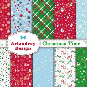 Christmas Digital Papers, Christmas Scrapbook Paper, Christmas ...