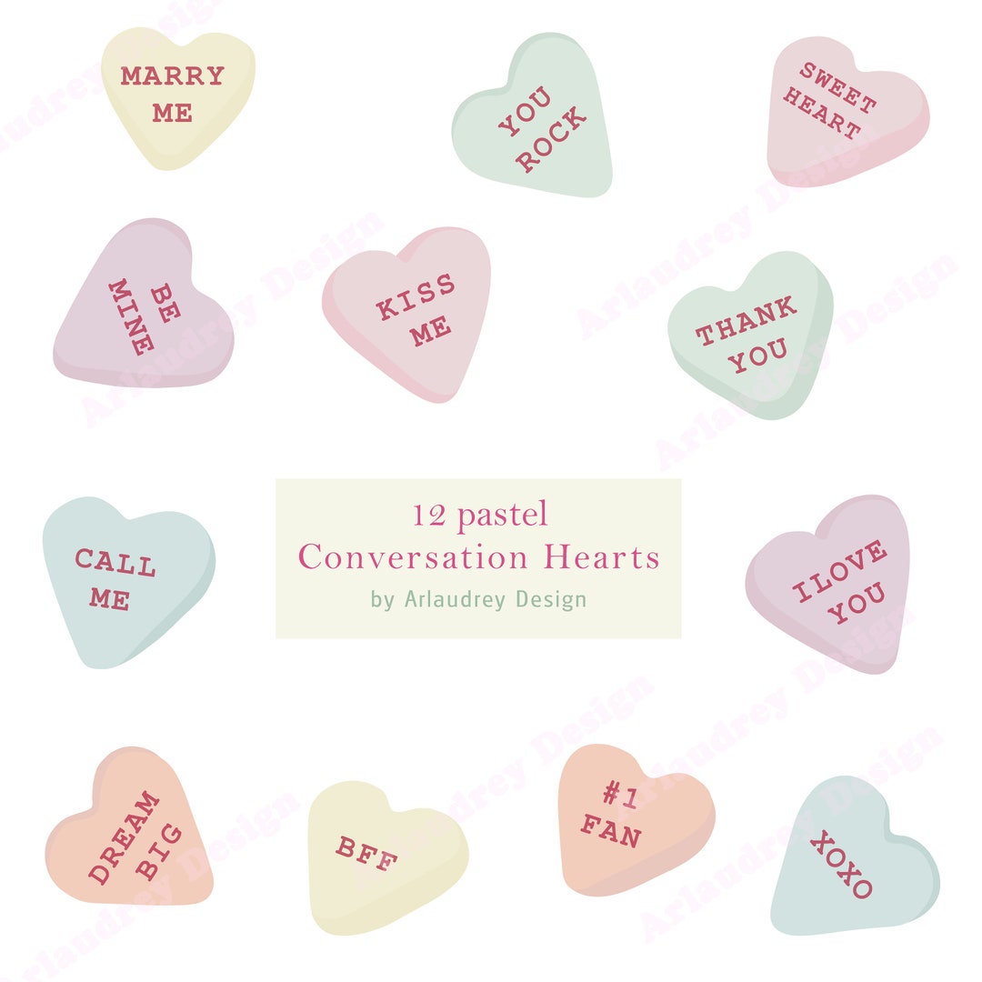 Candy Heart Clip Art, Valentines Candy Heart Clipart, Candy Heart Png ...