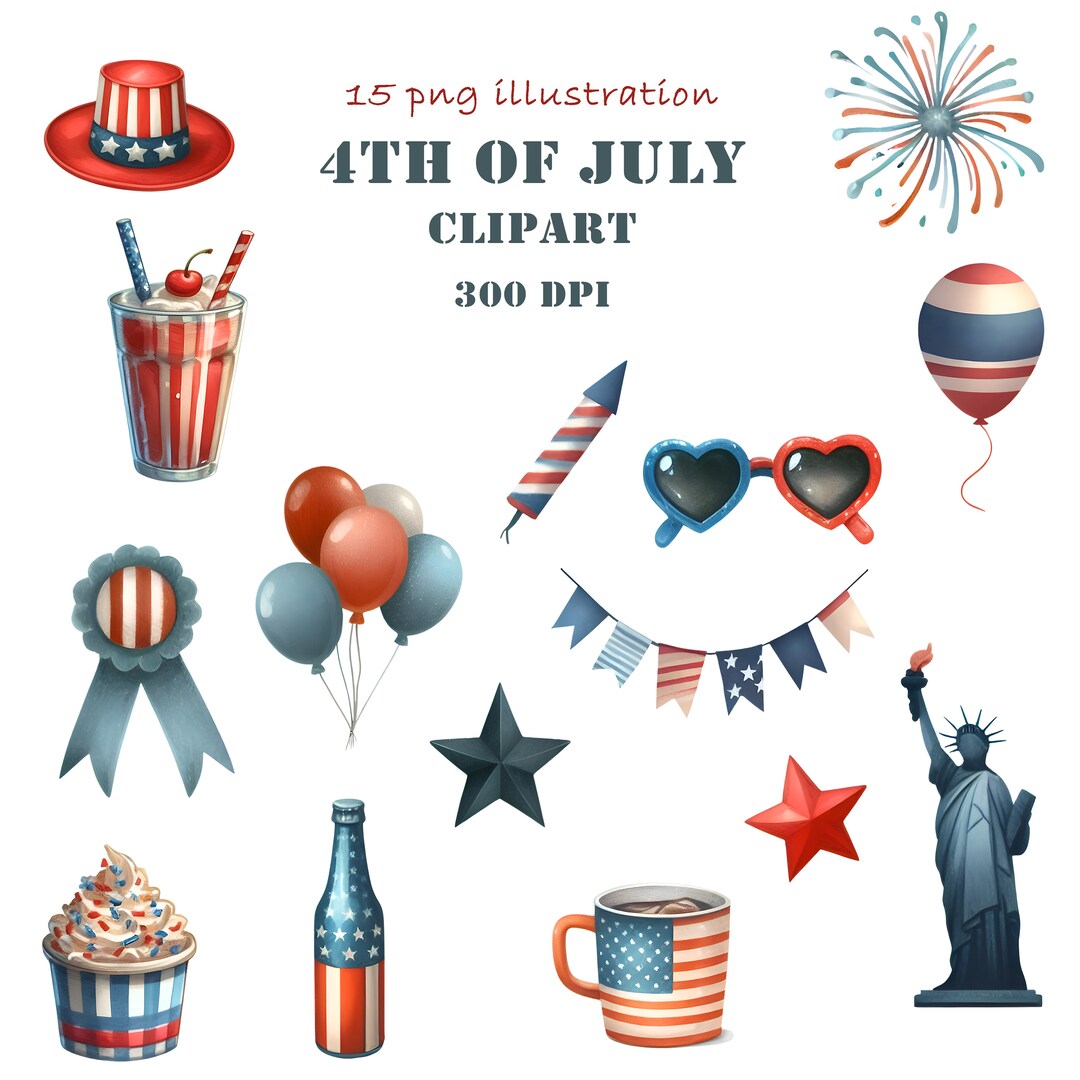 Fourth of July Clipart, USA Independence Day, USA Clipart, American ...