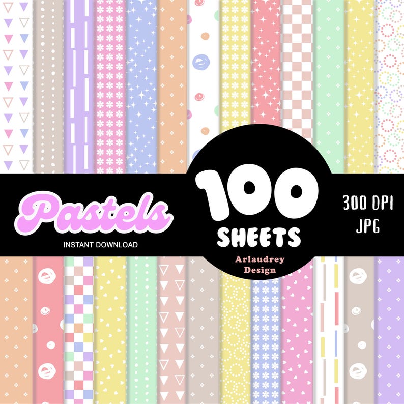 100 Seamless Pastel Digital Papers, Pastel Patterns, Scrapbook Paper ...