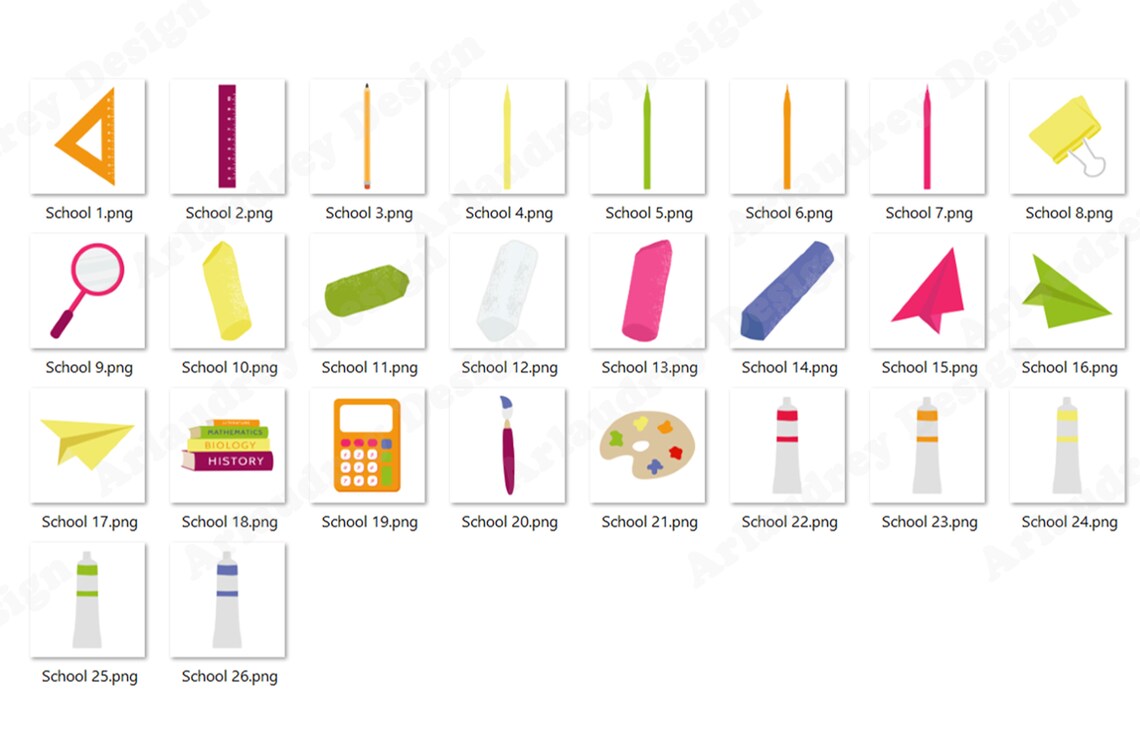 School Clipart Set, School Supplies Clipart Set, PNG File, Crayons ...