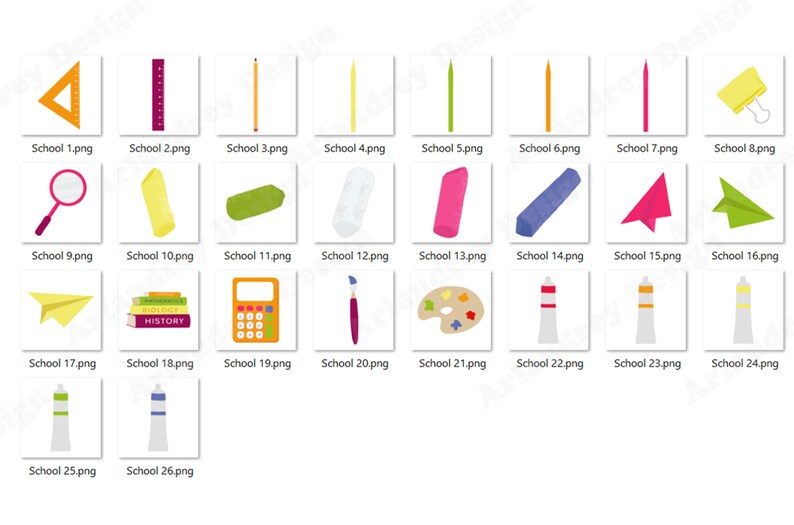 School Clipart Set, School Supplies Clipart Set, PNG File, Crayons ...