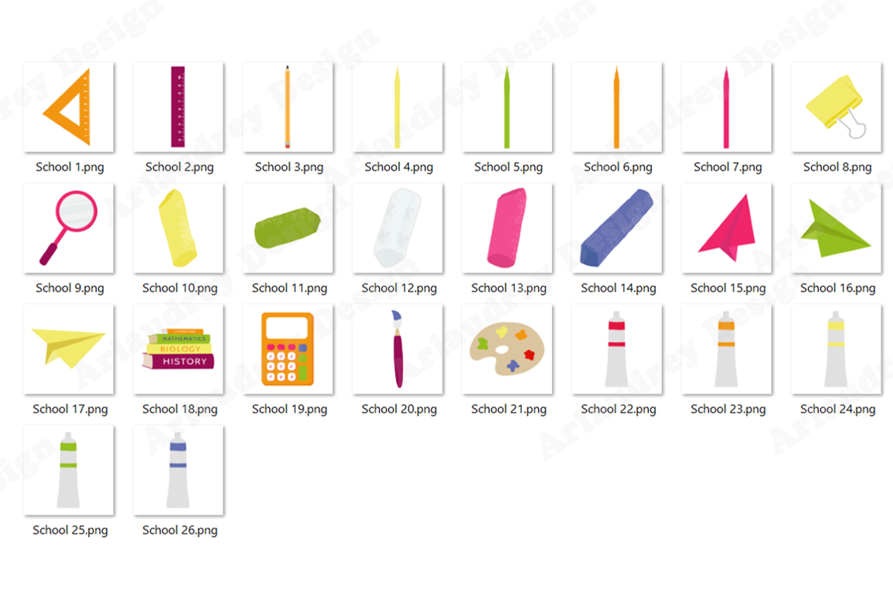 School Clipart Set, School Supplies Clipart Set, PNG File, Crayons ...