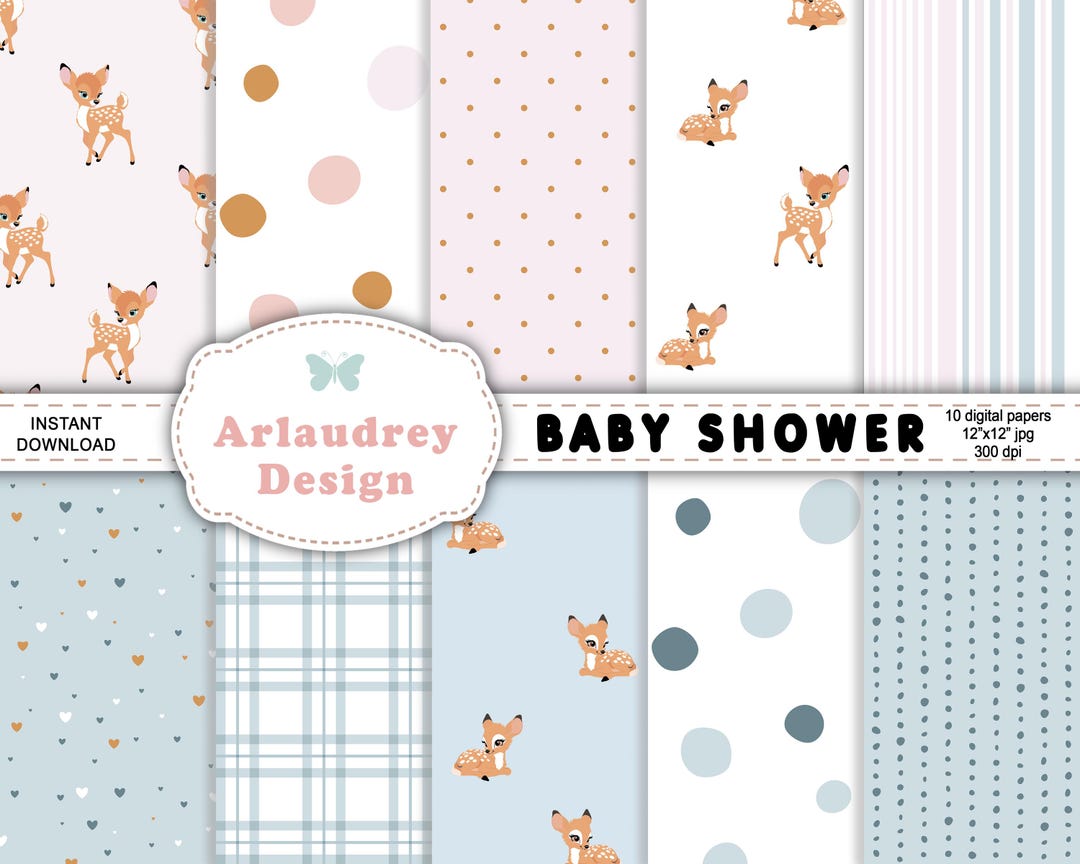 Baby Digital Paper, Cute Baby Seamless Pattern Set, Baby Papers, New ...