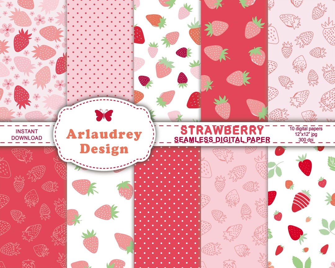 Strawberry Digital Paper, Strawberry Pattern, Strawberry Background ...